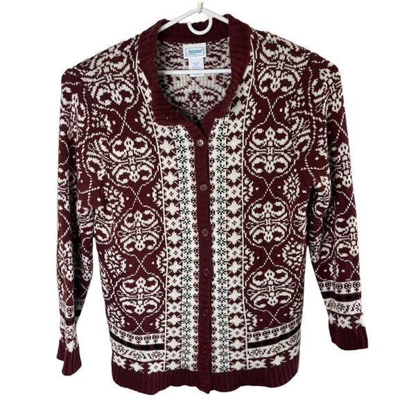 National | Sweaters | Vintage National Cardigan Sweater 2x Wine Cream ...